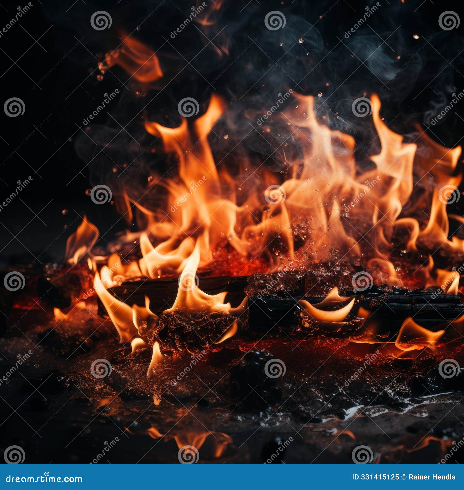 Bright Burning Dancing Flames of a Campfire at Night Stock Image ...