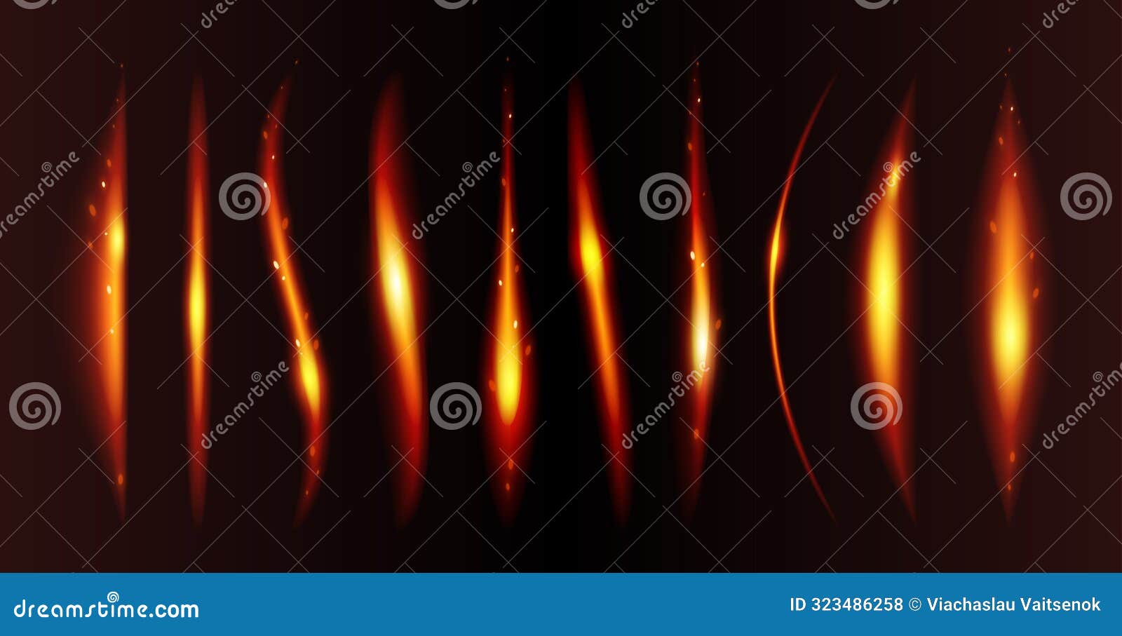 Bright Burning Elements To Create Vector Realistic Fire Stock Vector ...