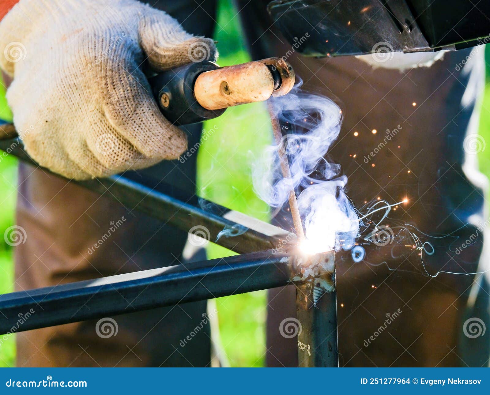 Bright Burning of Metal when Touched by an Electric Arc Welding ...