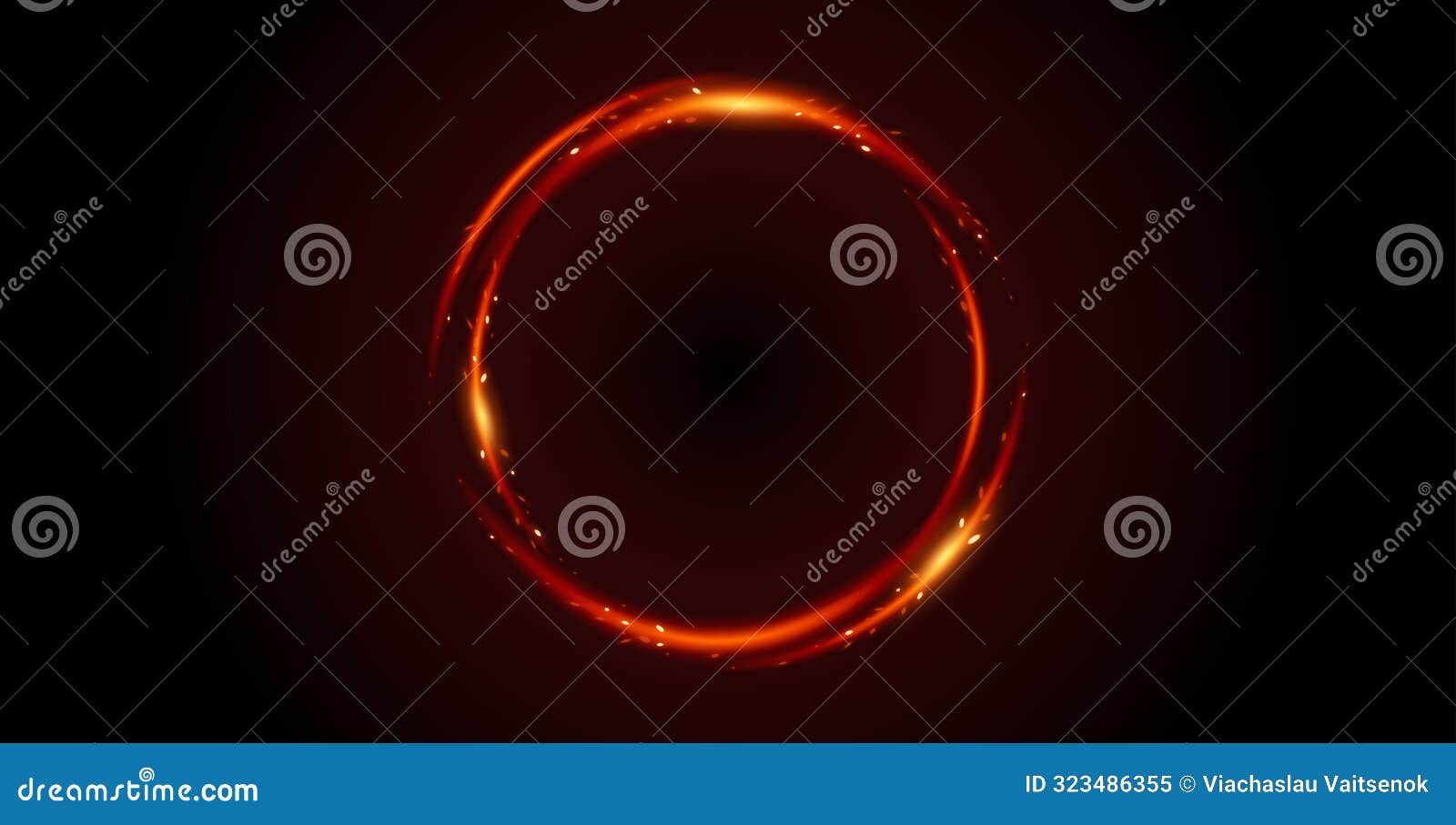 Bright Burning Round Frame Vector Realistic Fire Composition Stock ...