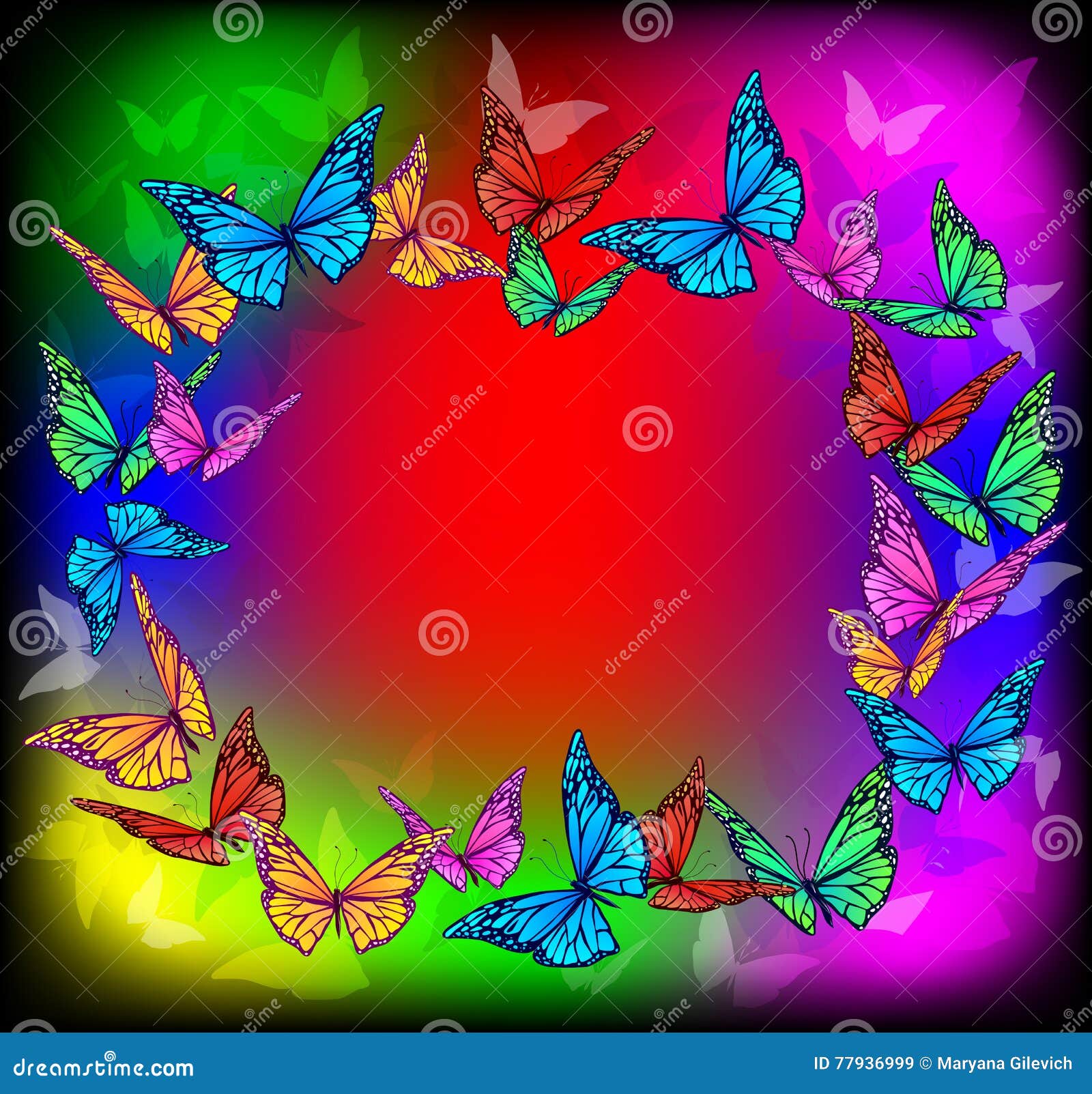 Bright butterfly frame stock vector. Illustration of cool - 77936999