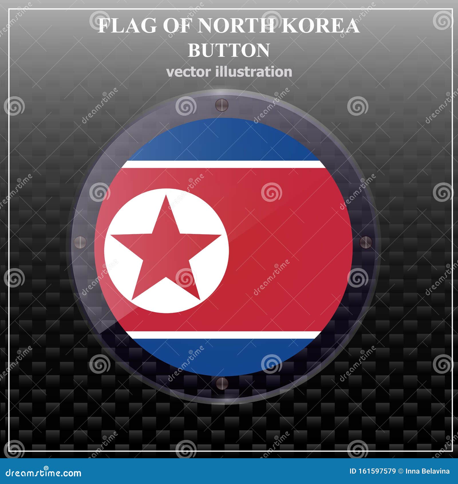 Bright Button with Flag of North Korea. Banner Illustration with Flag ...