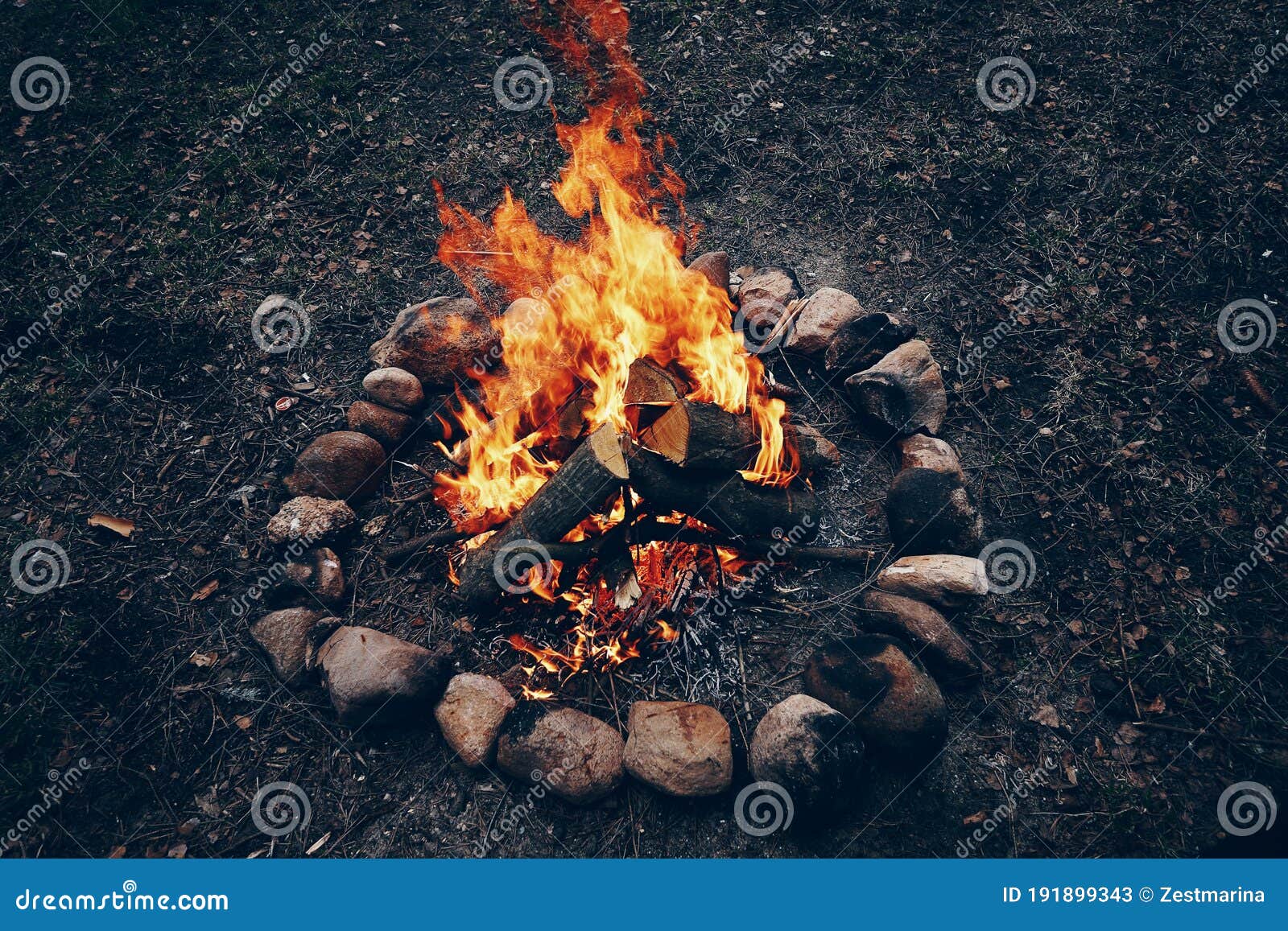 Bright Campfire in the Nature Stock Image - Image of explosion ...