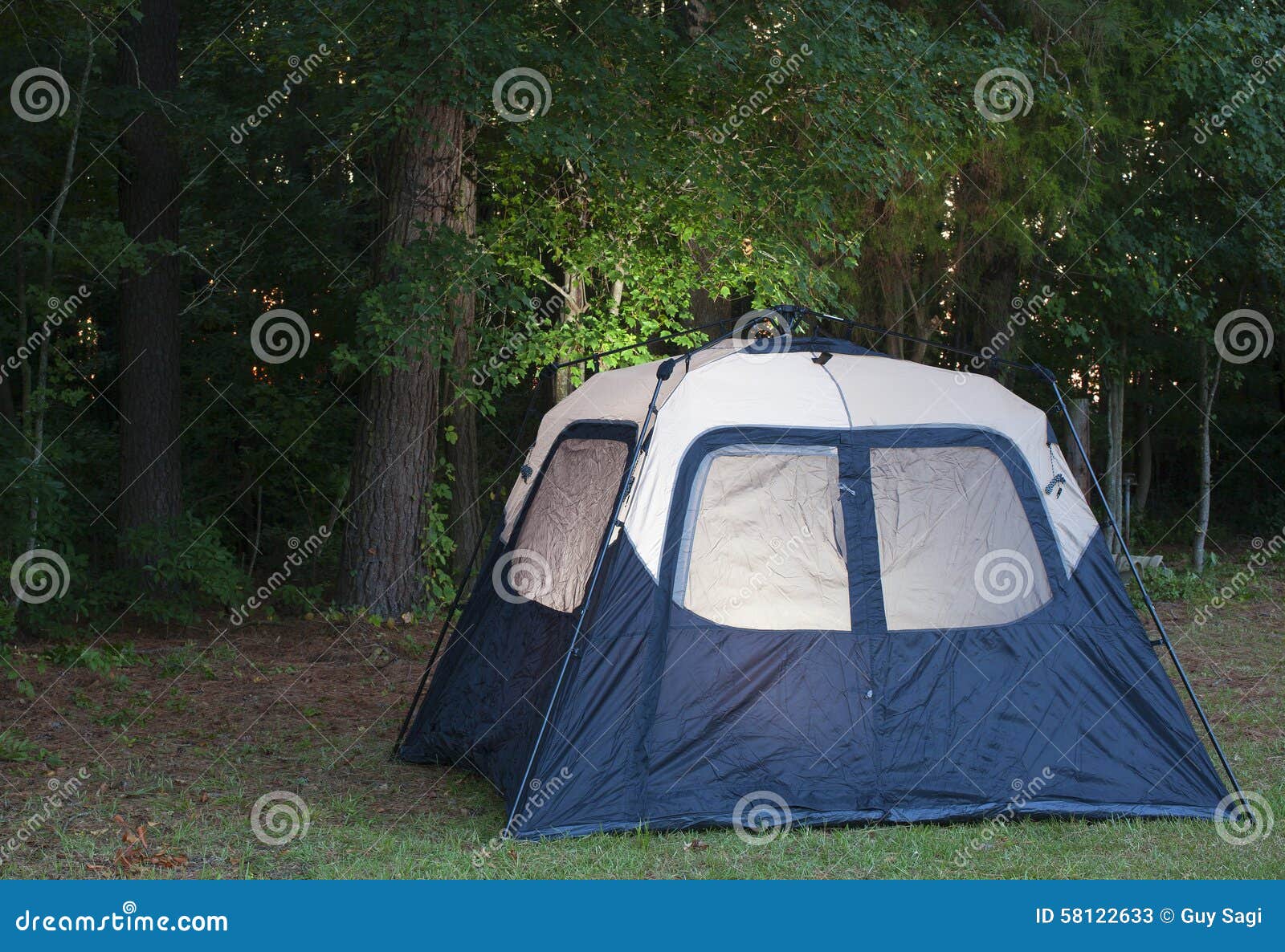 Bright campsite stock image. Image of dark, blue, tent - 58122633