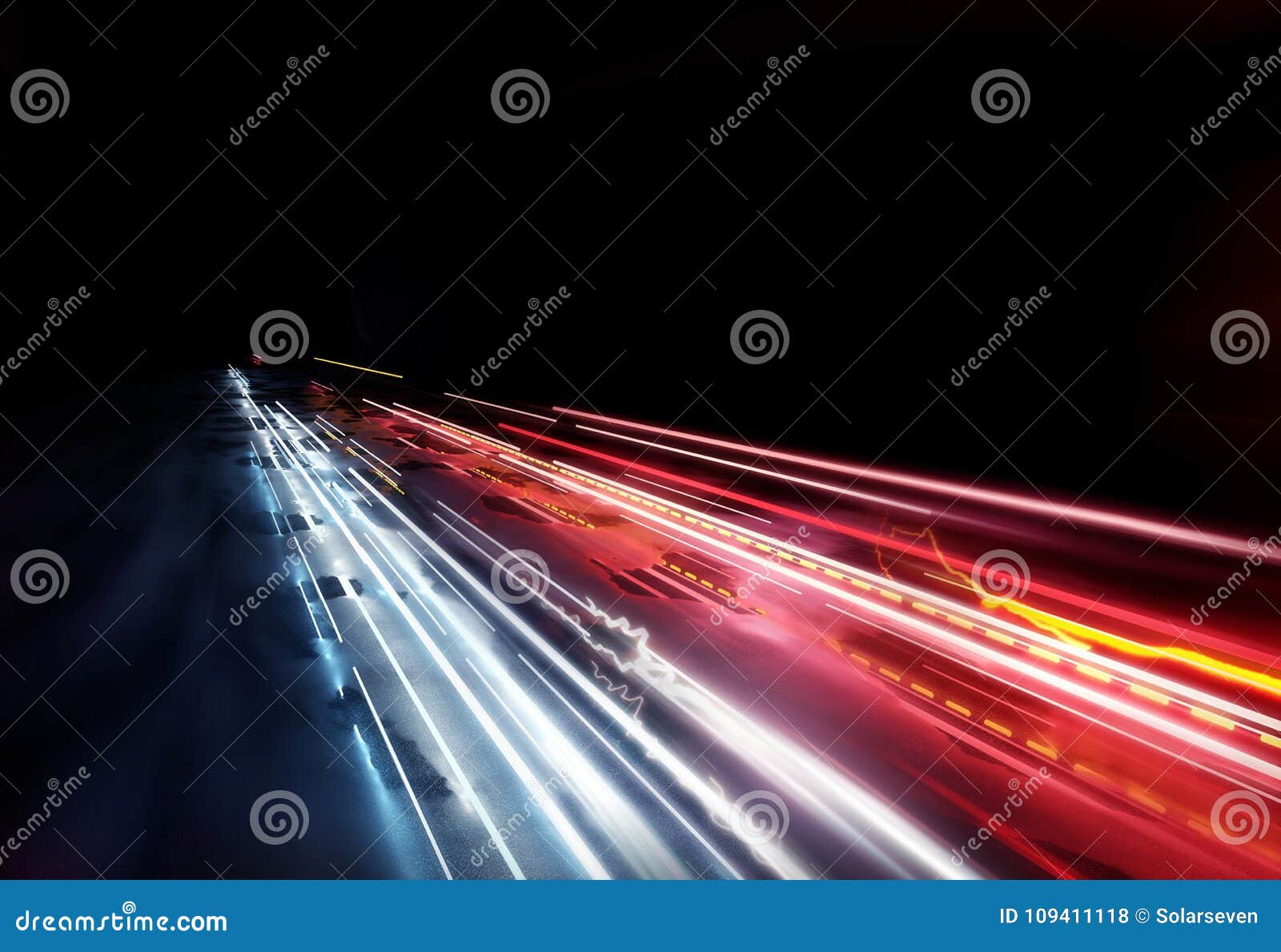 Bright Car Light Trails stock photo. Image of time, speed - 109411118