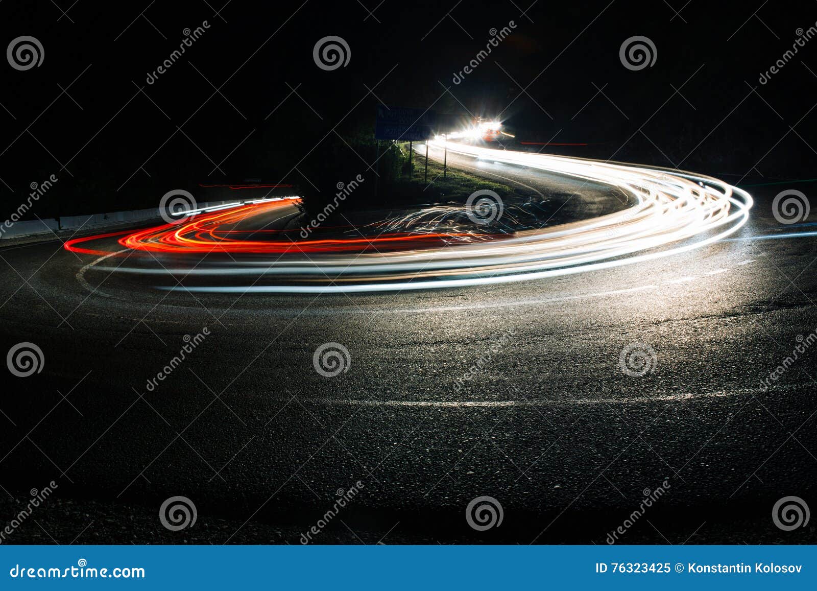 Bright Car Lines on Night Road Stock Image - Image of lines ...