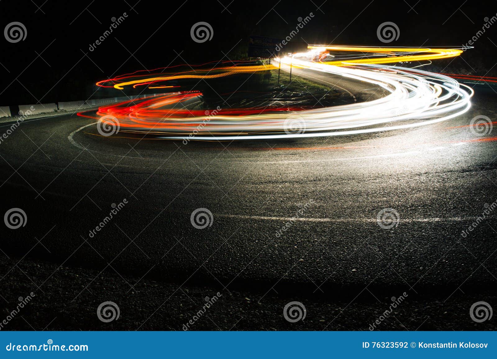 Bright Car Lines on Night Road Stock Photo - Image of lines, automobile ...