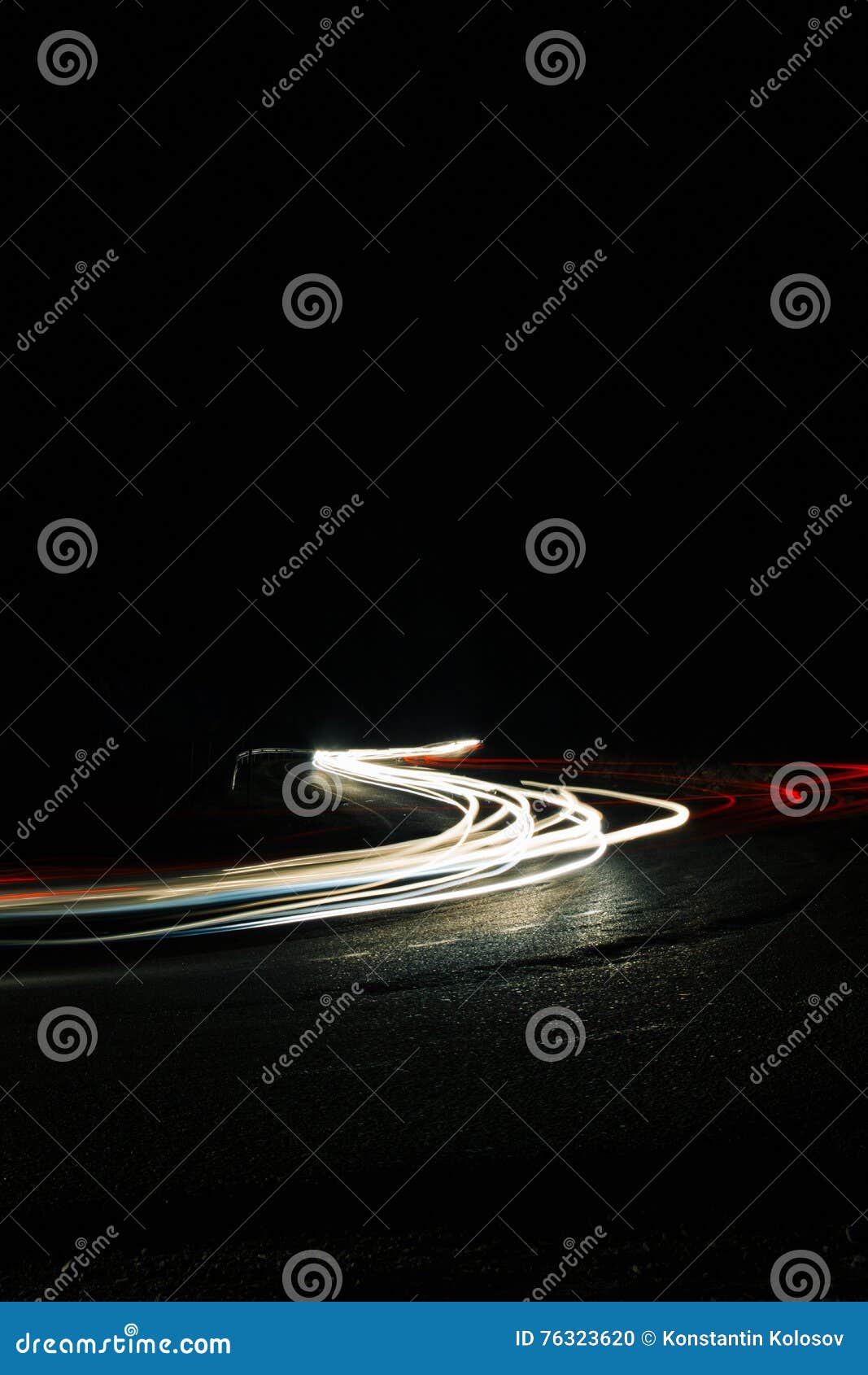 Bright Car Lines on Night Road Stock Photo - Image of nightshot ...