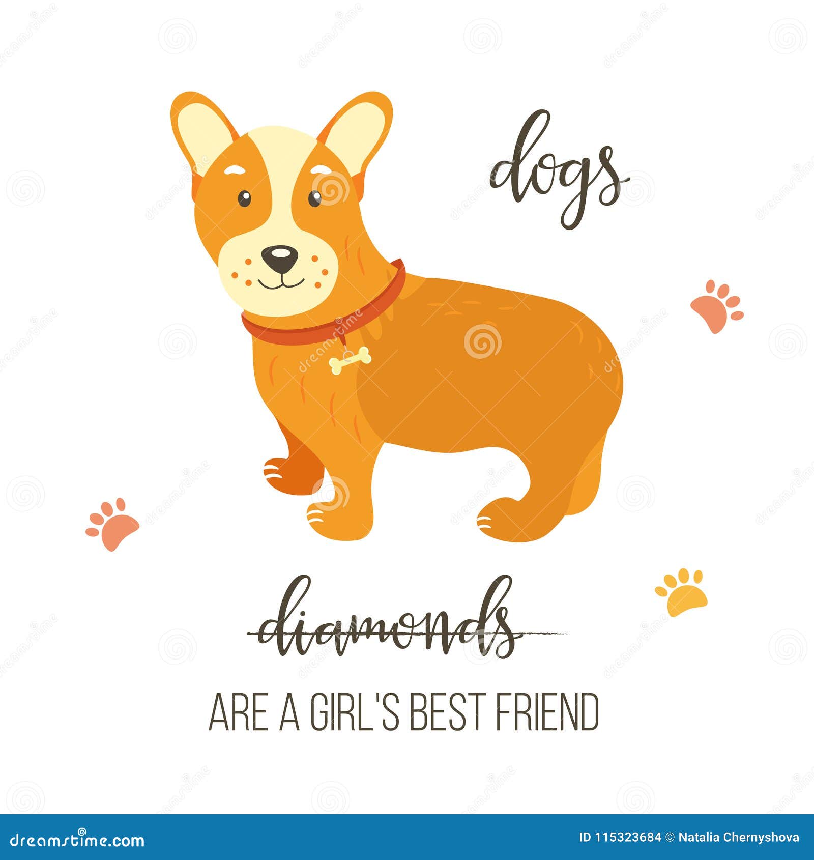 Bright Card with Cute Corgi and Text. Stock Vector - Illustration of ...