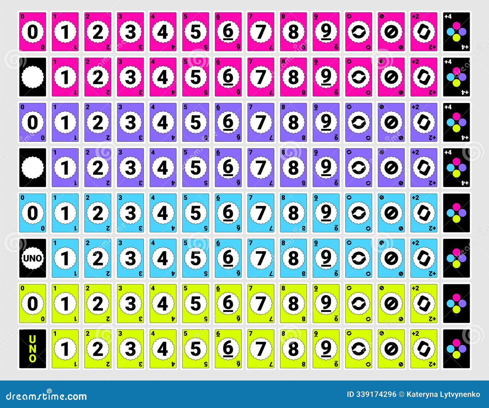 Bright Card Game Uno in Retro Style. Vector Illustration, Isolated ...