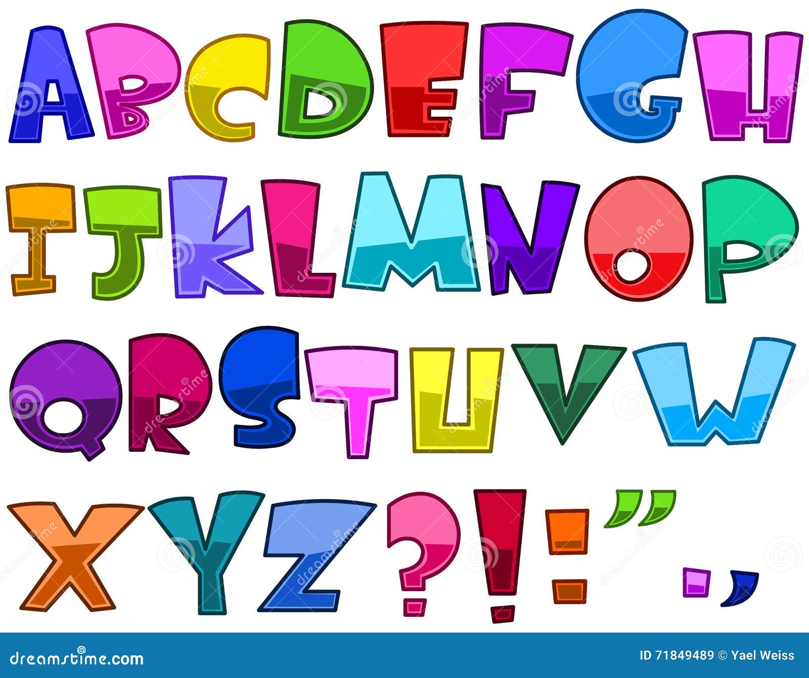 Bright cartoon alphabet stock vector. Illustration of english - 71849489