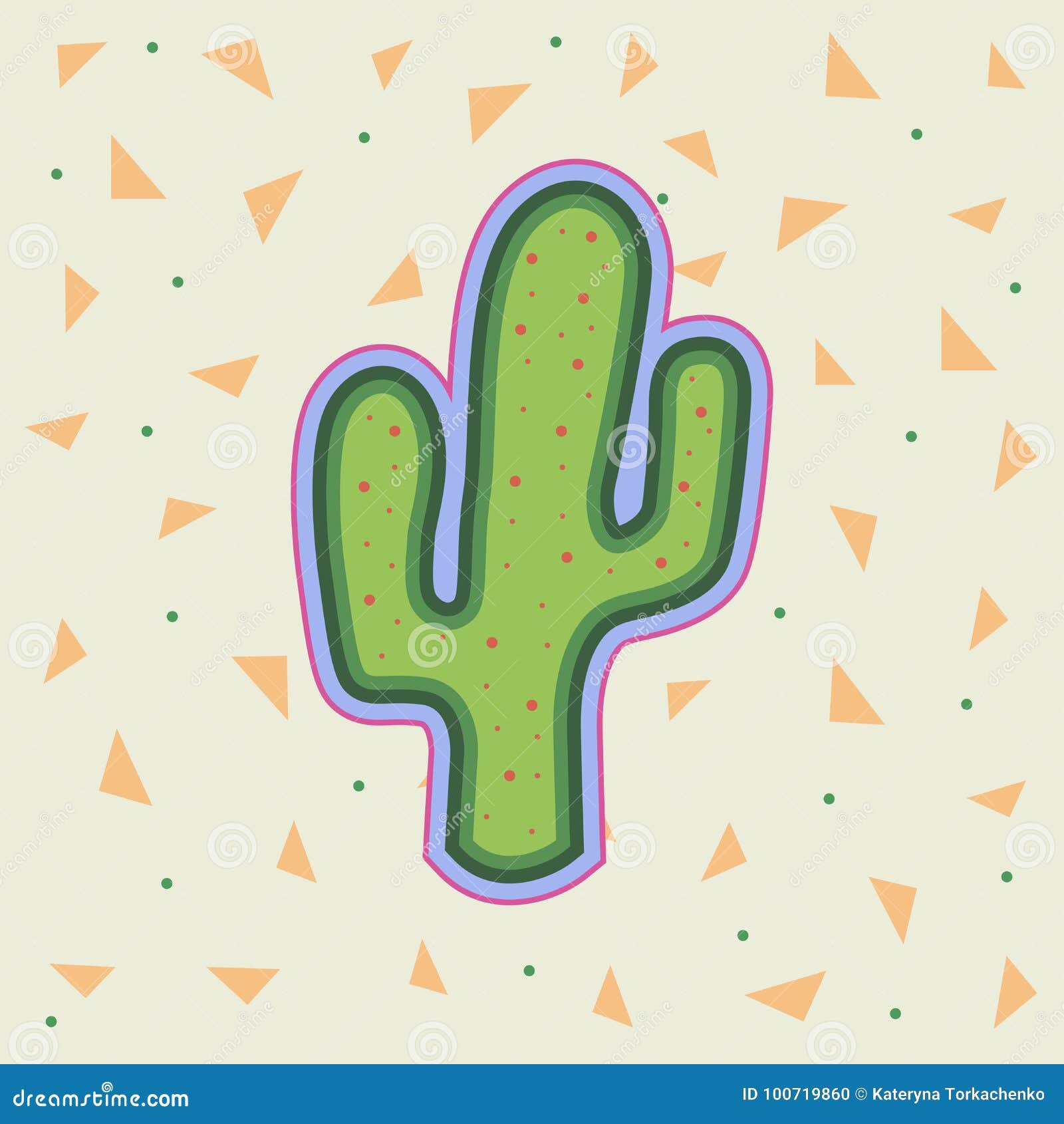 Bright Cartoon Cactus Icon. Cute Cacti Plant. Stock Vector ...