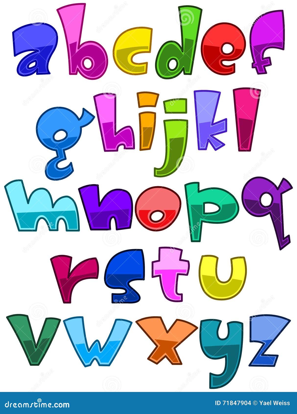 Bright Cartoon Lower Case Alphabet Stock Vector - Illustration of comic ...