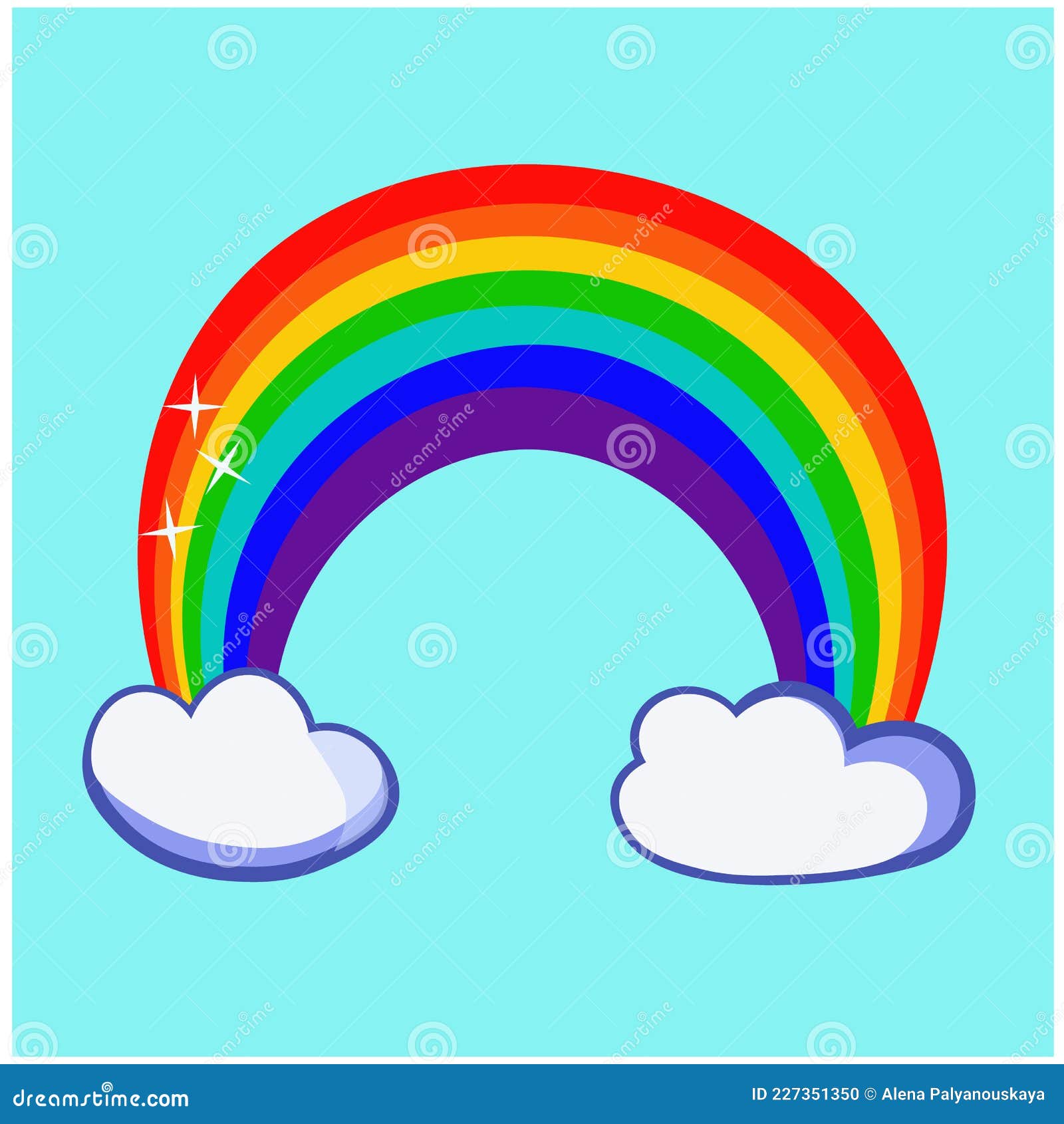 Bright Cartoon Rainbow With Clouds Vector Illustration | CartoonDealer ...