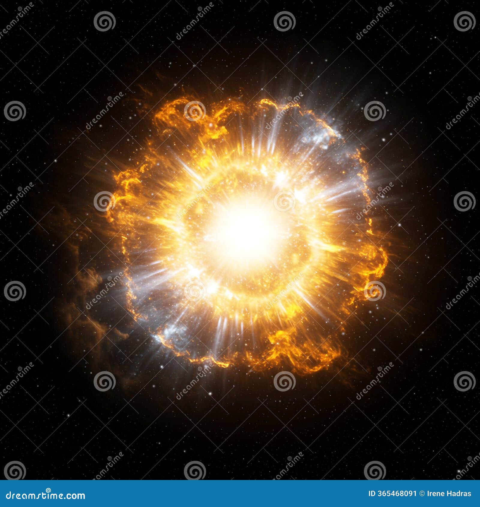 Intense White Lens Flare On Black With Horizontal Streaks And Rainbow ...