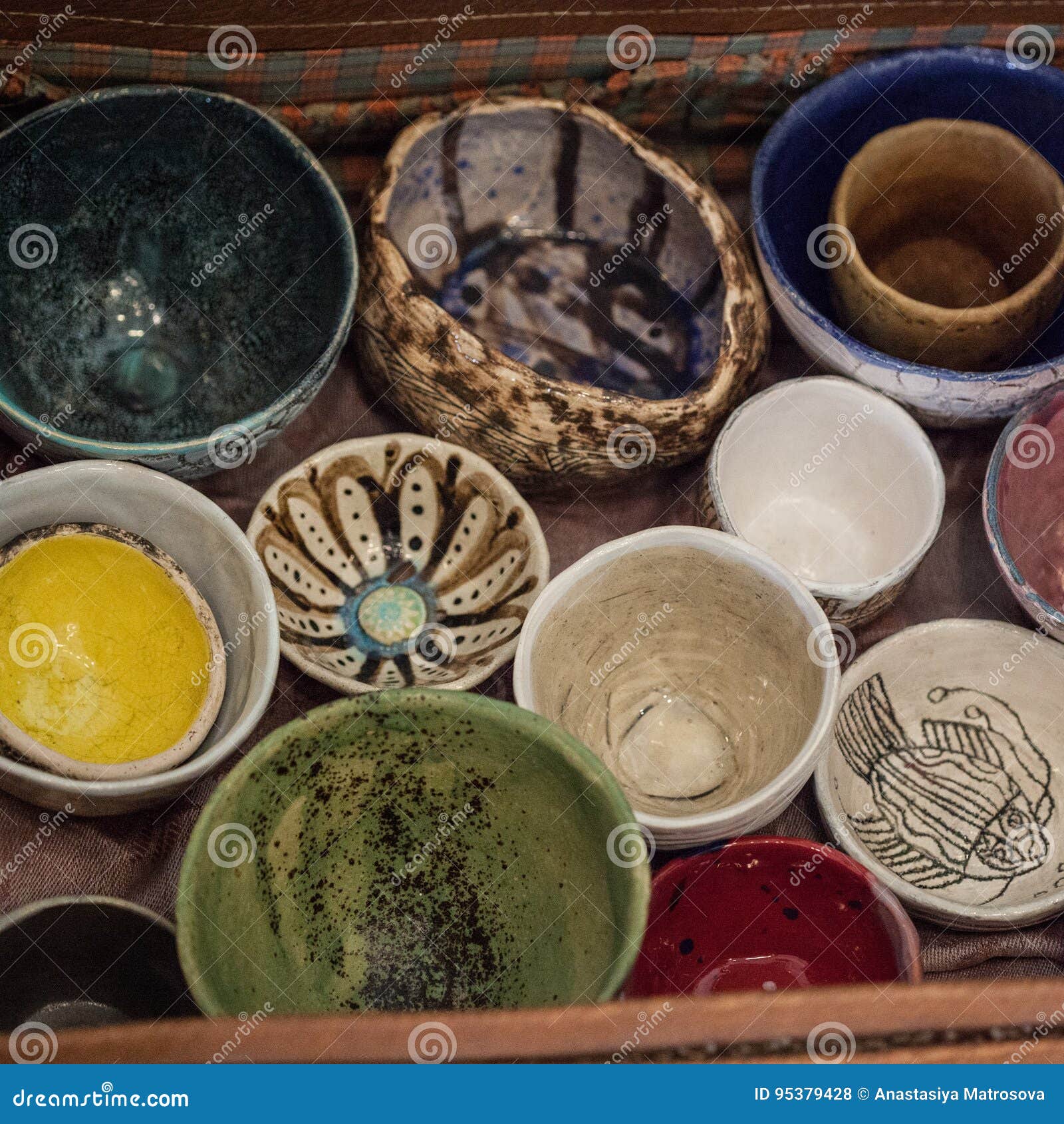 Bright Ceramic Tableware is Handmade. Stock Photo - Image of bright ...