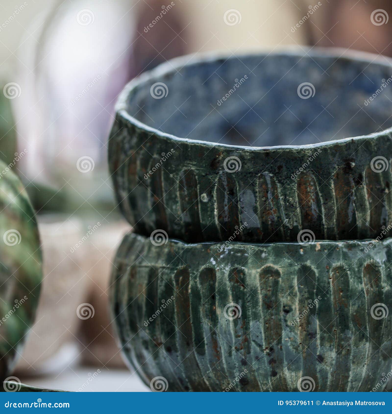 Bright Ceramic Tableware is Handmade. Stock Image - Image of glaze ...