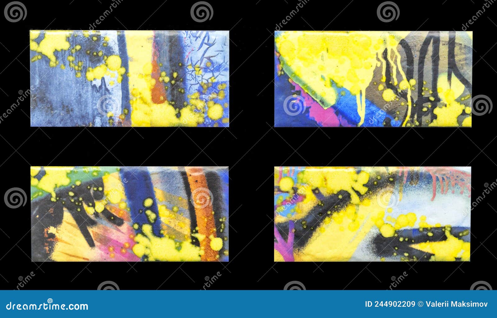 Bright Ceramic Tiles in Graffiti Style. Tiles with Multi-colored Spots ...