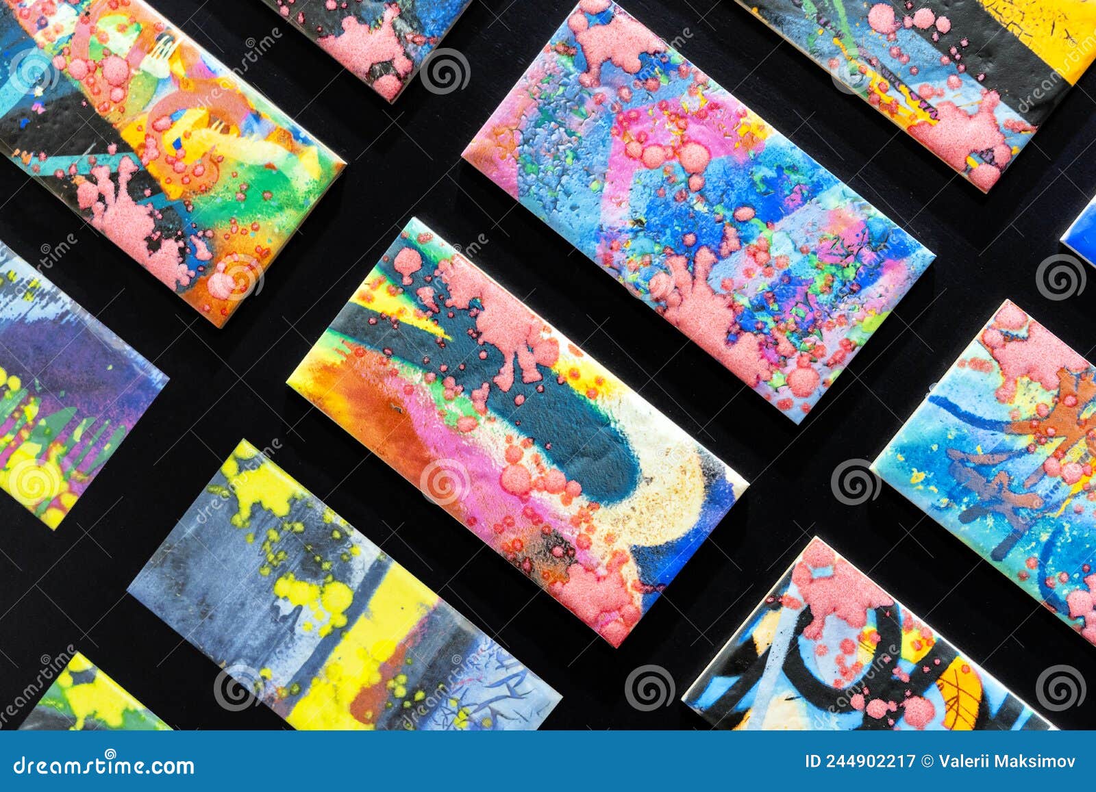 Bright Ceramic Tiles in Graffiti Style. Tiles with Multi-colored Spots ...