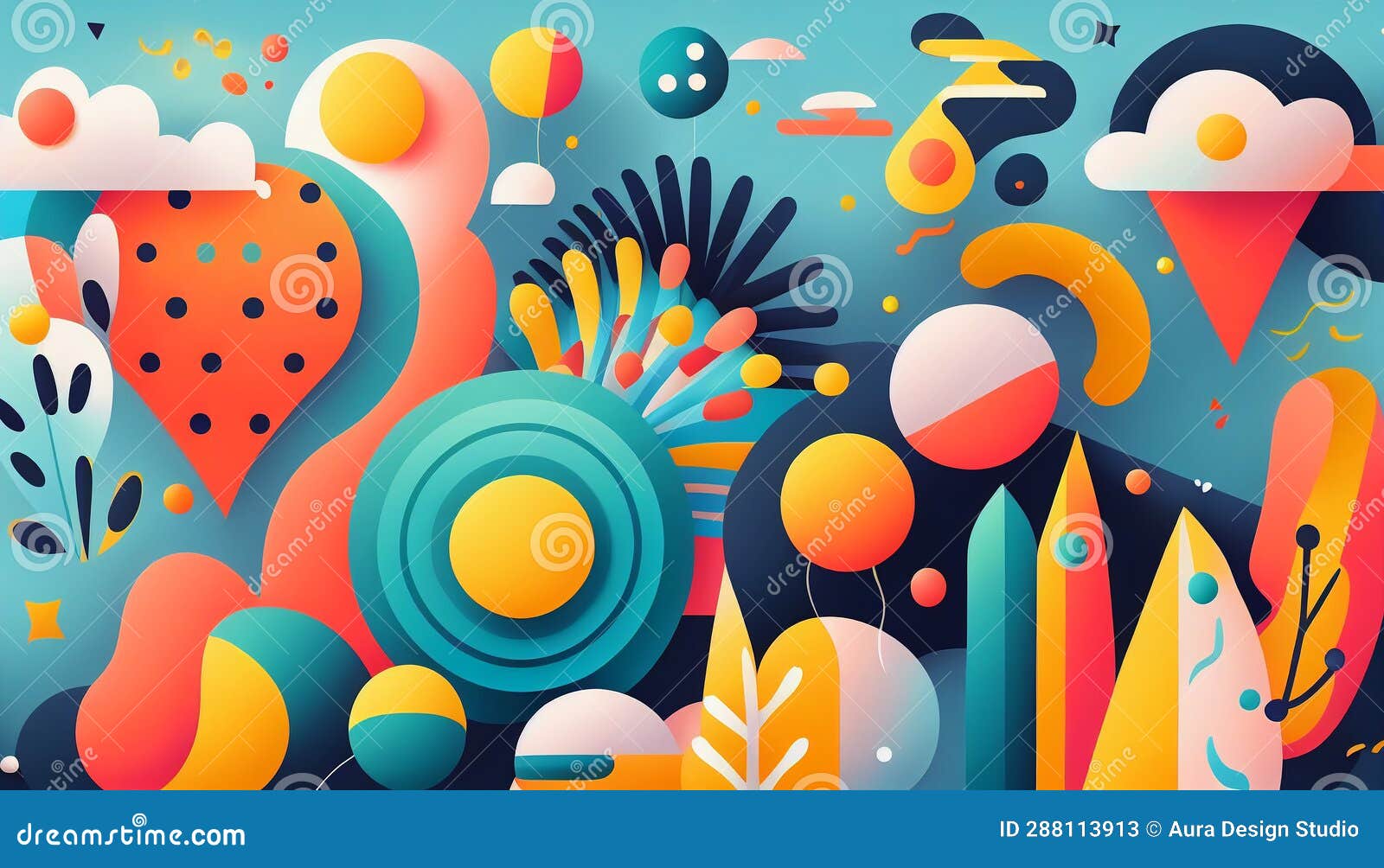 Bright and Cheerful Background with Fun Shape. Generative AI Stock ...