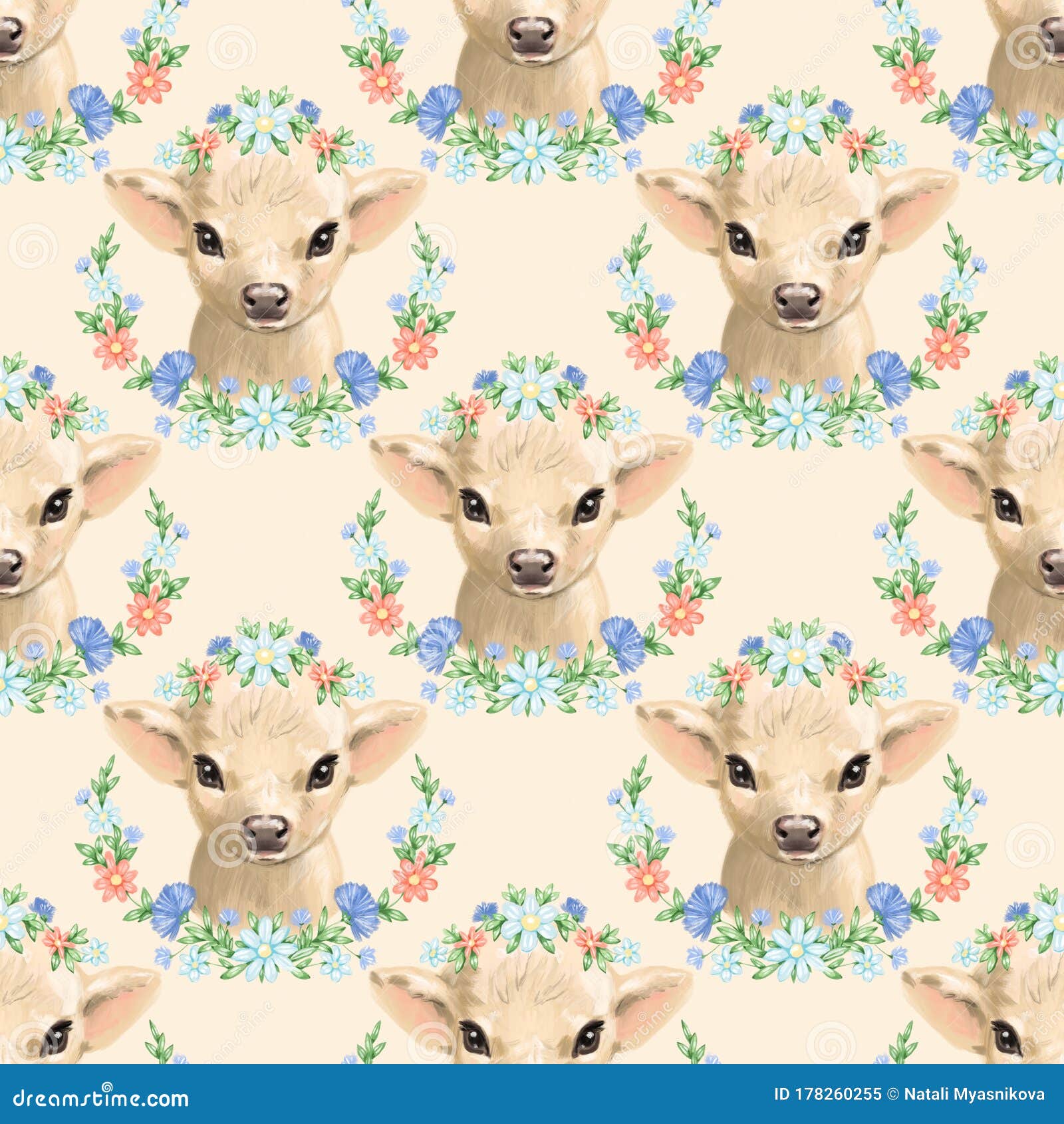 Bright Cheerful Seamless Pattern of Cows. Cute Farm Background 2021 ...