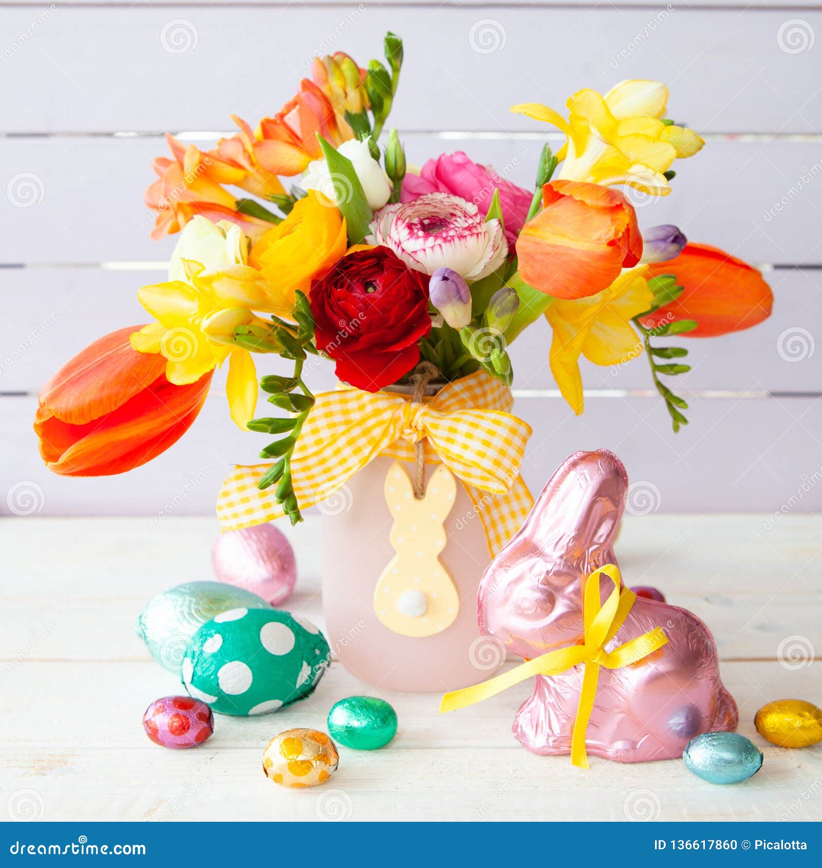 Bright Cheerful Spring Flowers Stock Photo - Image of treats, eustoma ...