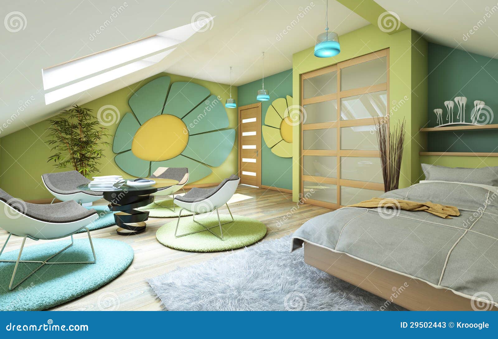 Bright Children Room stock illustration. Illustration of furniture ...