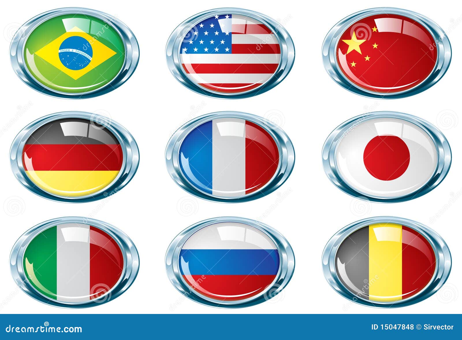 Bright Chrome Oval Flag Part One Stock Illustration - Illustration of ...