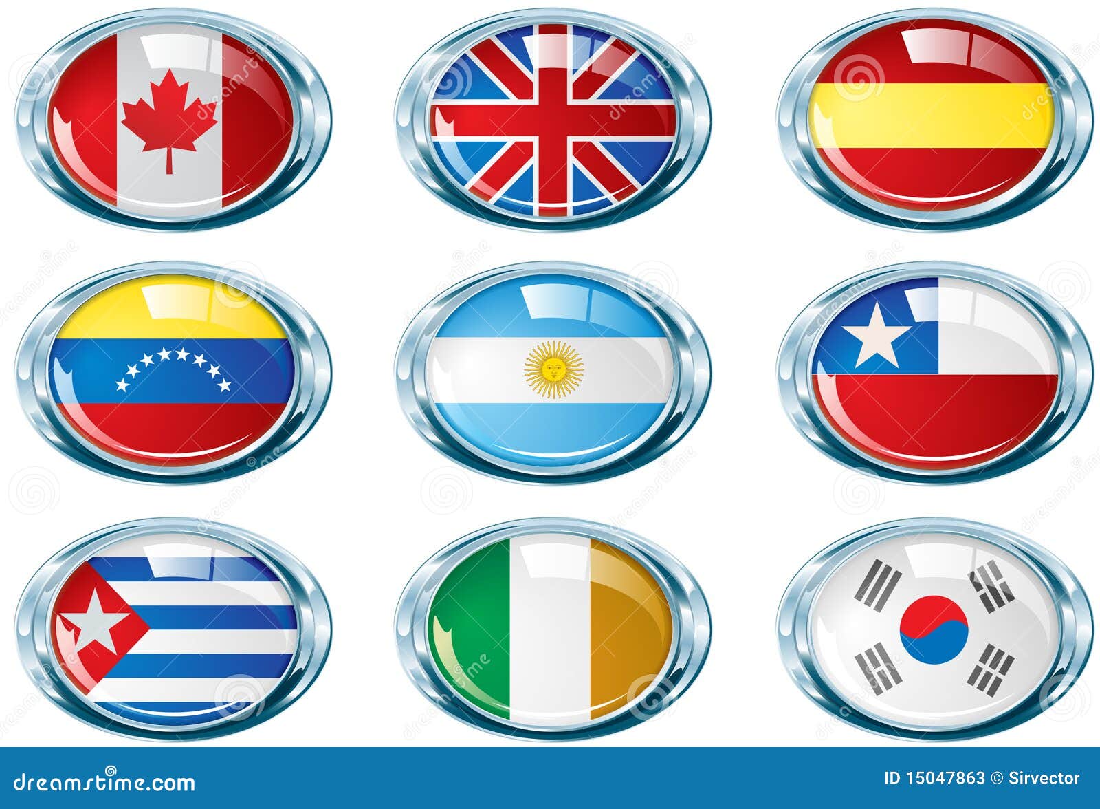 Bright Chrome Oval Flag Part Two Stock Illustration - Illustration of ...