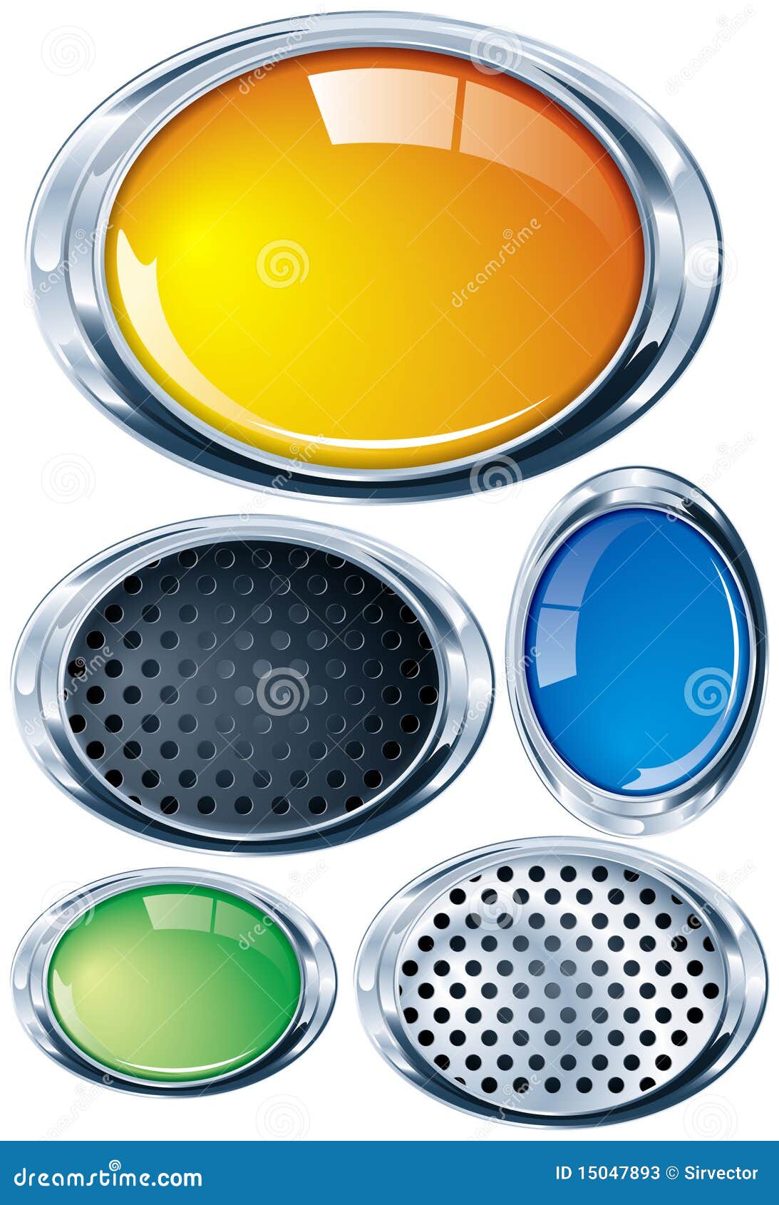Bright Chrome Oval in Various Colors and Textures Stock Vector ...