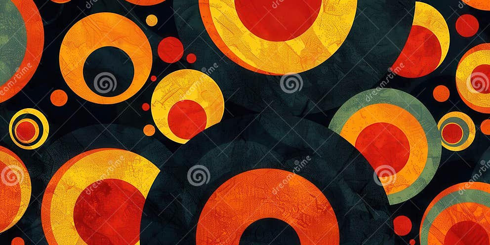 Vibrant, Repetitive Circle Patterns on a Dark Background Stock ...