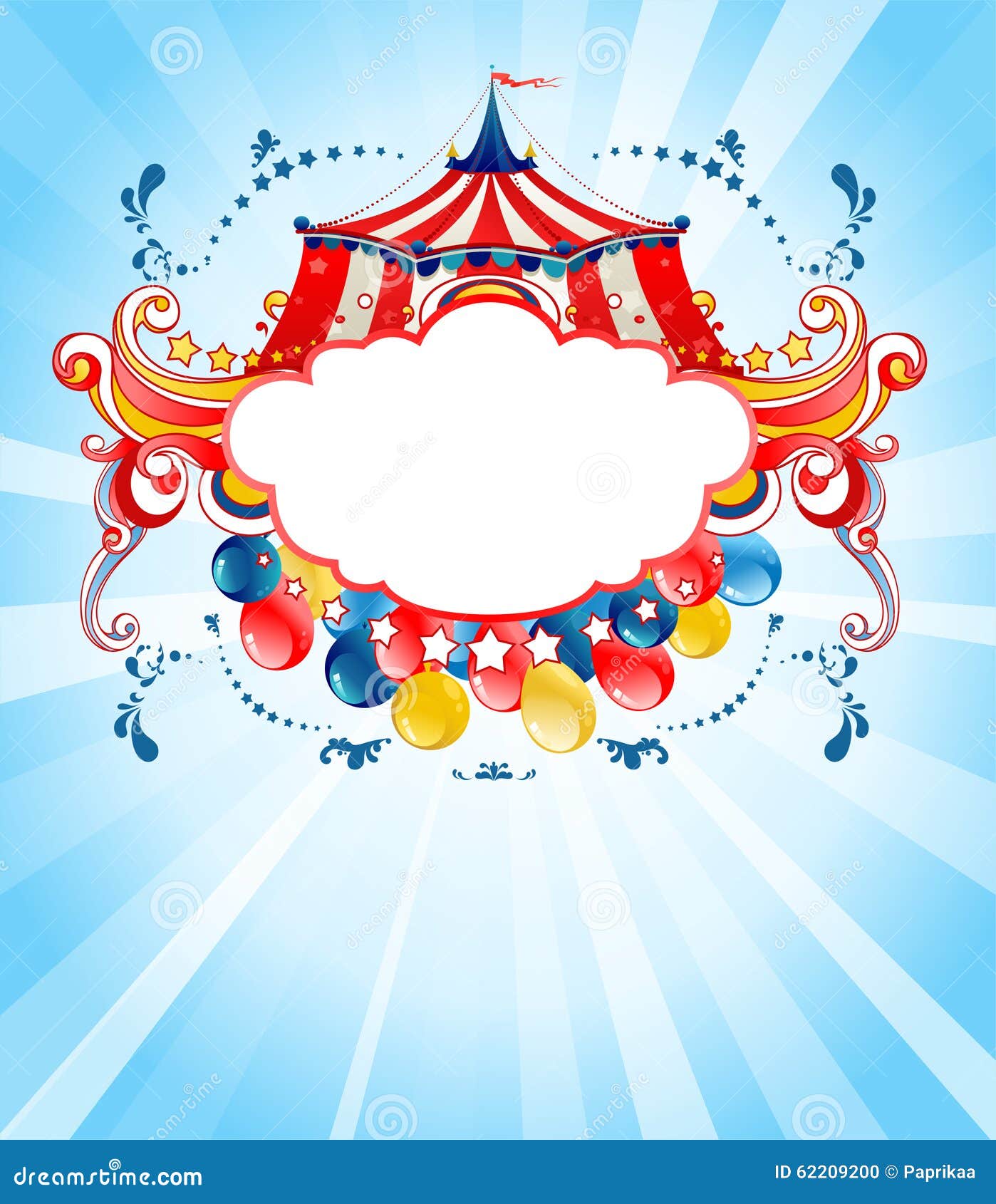Bright Circus Tent, White With Red Stripes, Vector Cartoon ...
