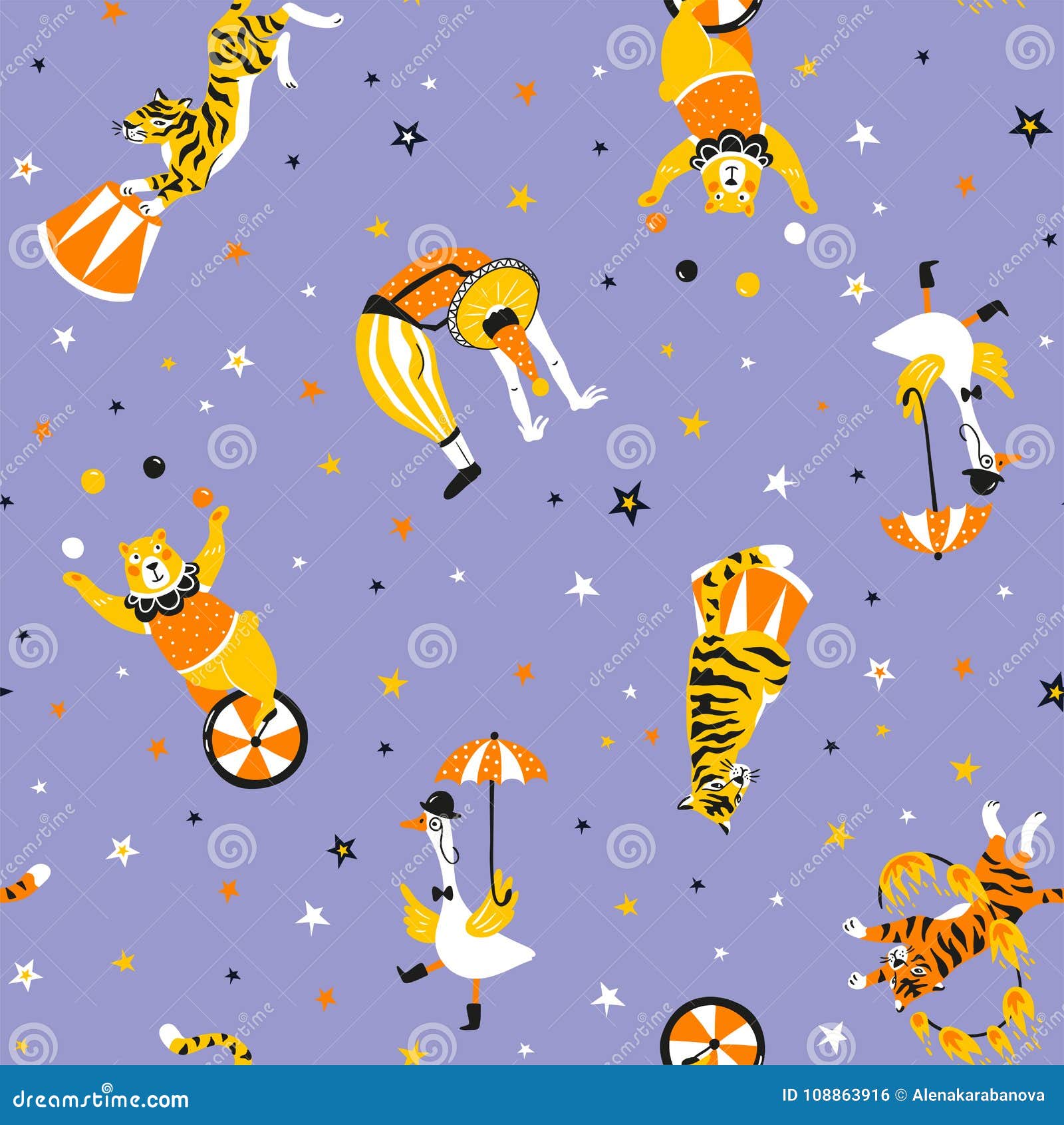 Bright Circus Endless Design, Acrobats, Trained Animals and Stars ...