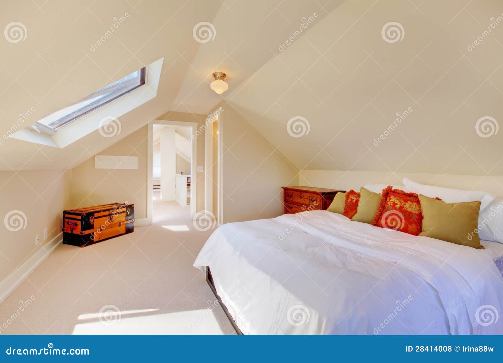 Bright Clean Attic Bedroom in the Small Home. Stock Photo - Image of ...