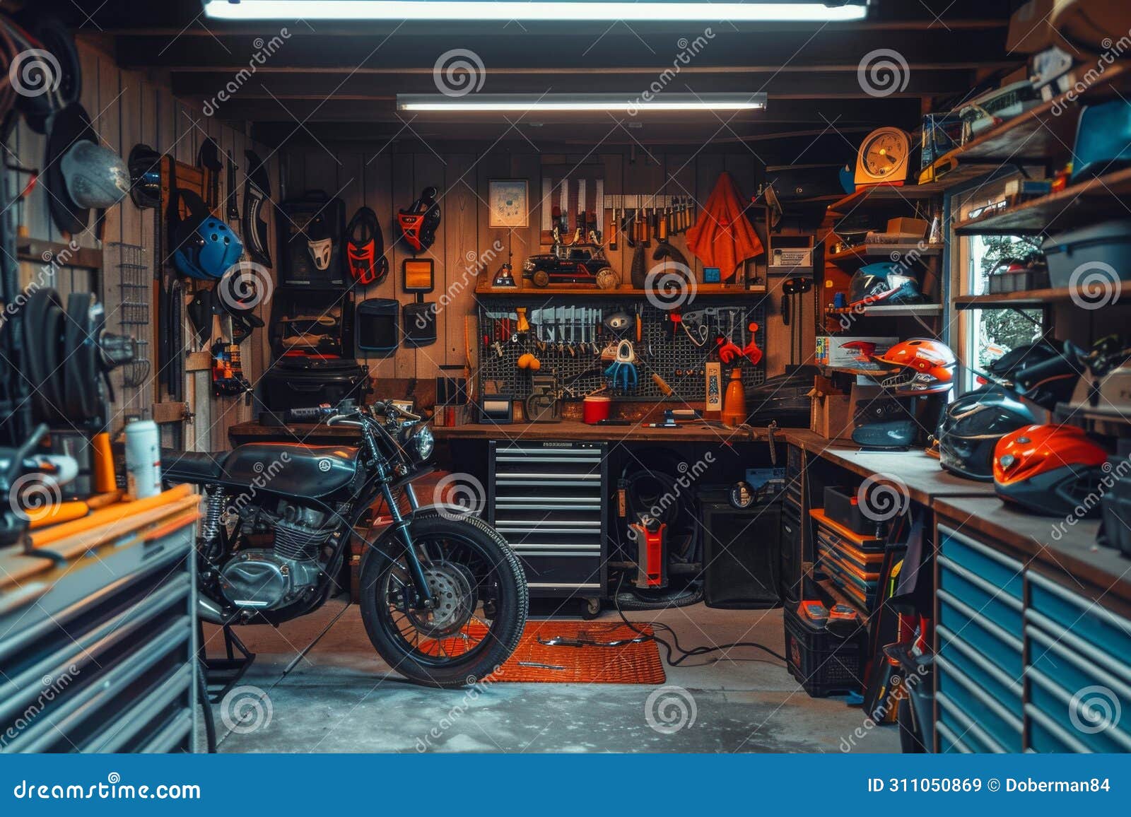 Bright and Clean Interior of Garage Workshop for DIY Works and Repairs ...