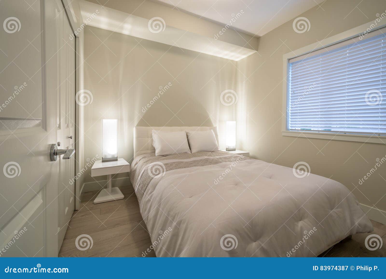 Bright and Clean Modern Bedroom Stock Image - Image of duvet ...