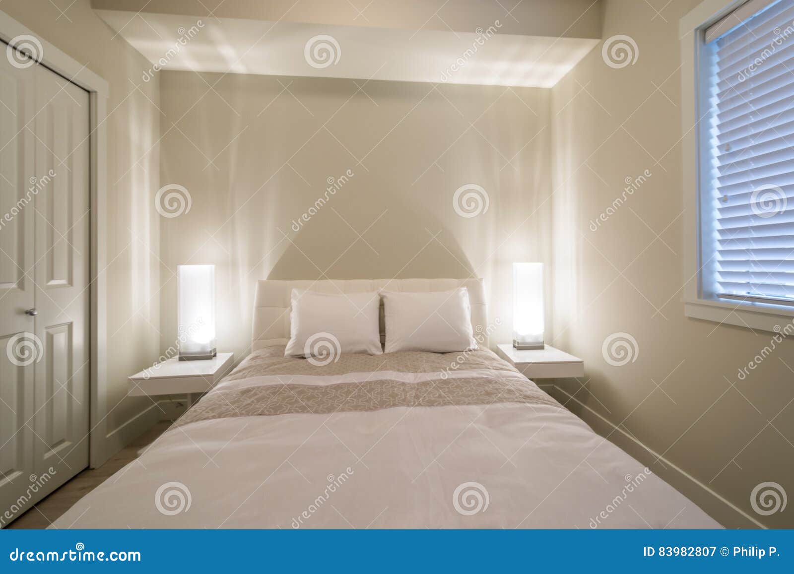 Bright and Clean Modern Bedroom Stock Image - Image of indoors ...