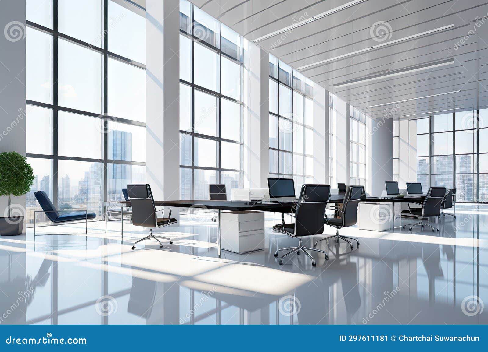 Bright and Clean Office Environment Abstract Background Bright Office ...