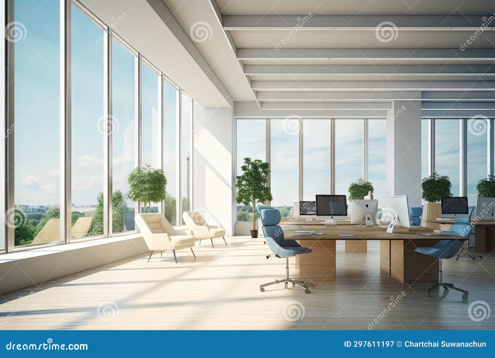 Bright and Clean Office Environment Abstract Background Bright Office ...