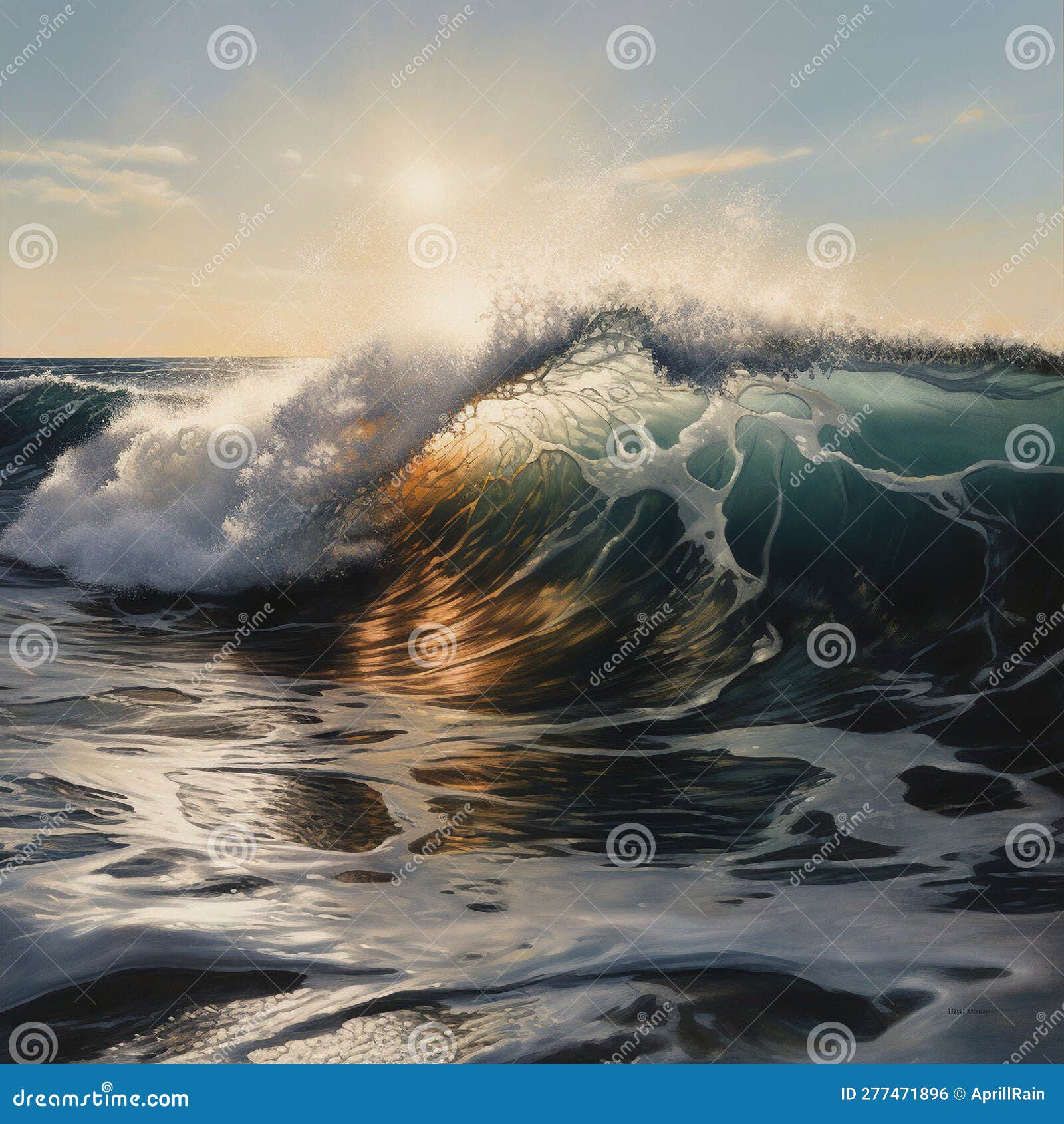Bright and Clear Sea Wave in the Sunlight Stock Illustration ...