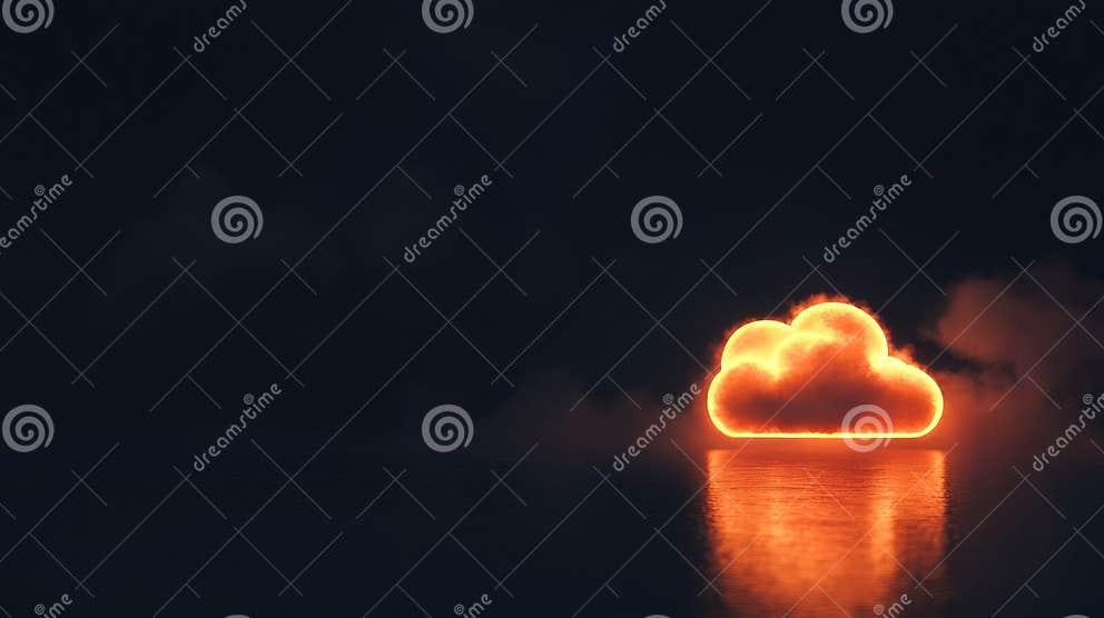 A Bright Cloud Computing Emblem on a Dark Background, Indicating Data ...