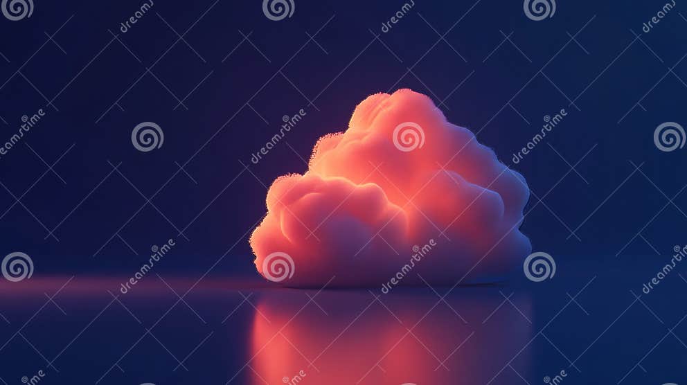 A Bright Cloud Computing Icon Floating on a Gleaming Surface Stock ...
