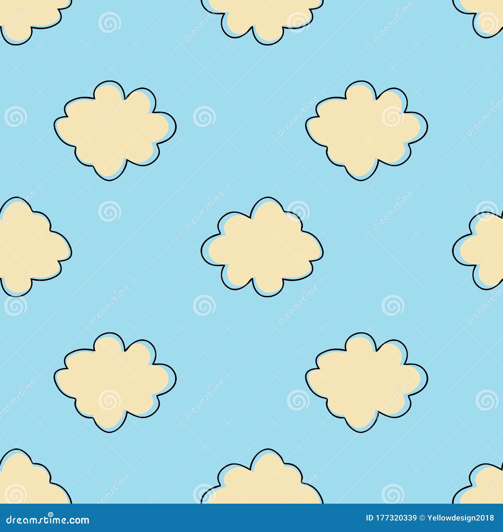 Bright Cloud Sky Seamless Pattern. Simple Cloudy Texture Background ...