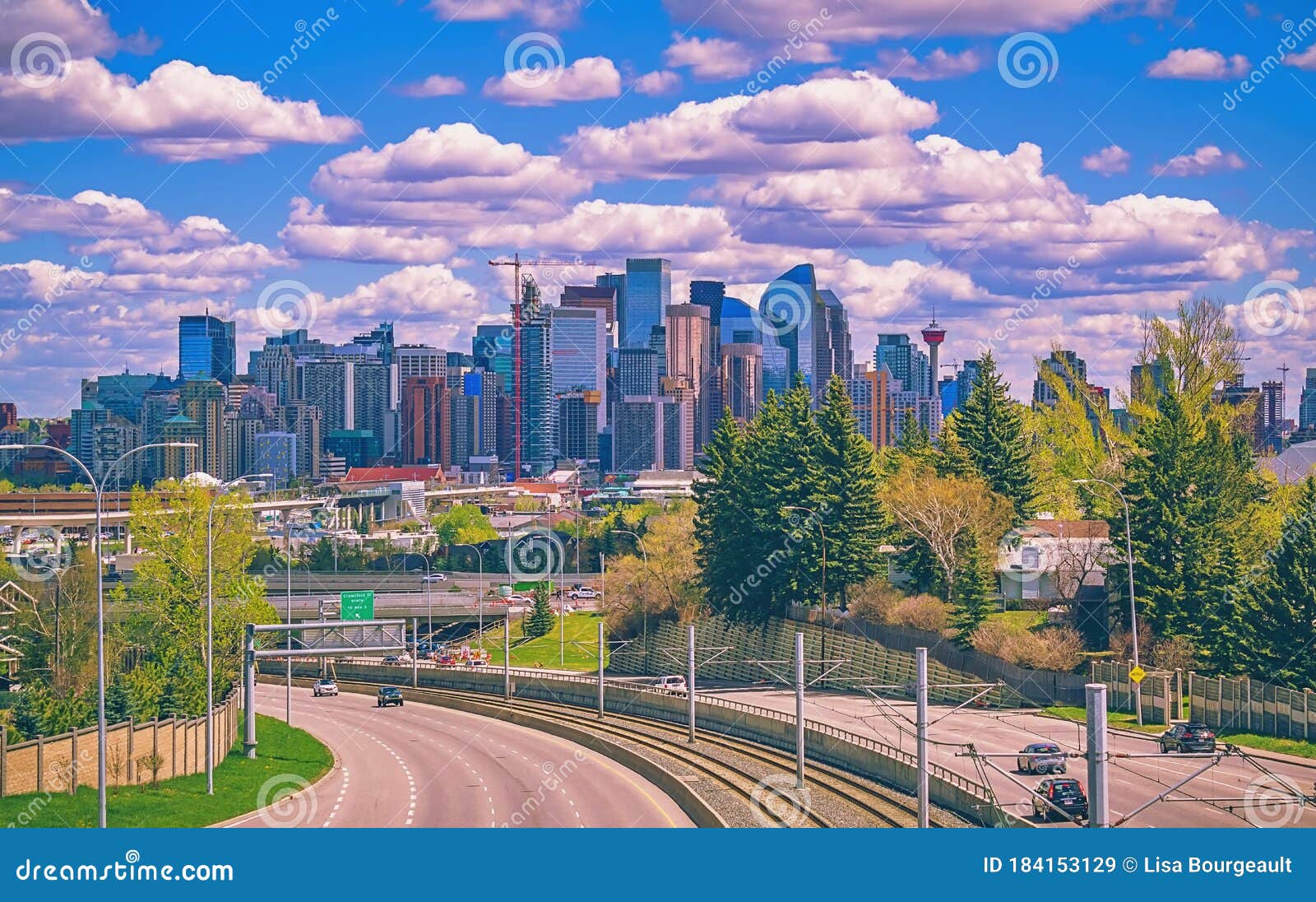 Bright Clouds Over the Downtown Calgary Skyline Stock Image - Image of ...