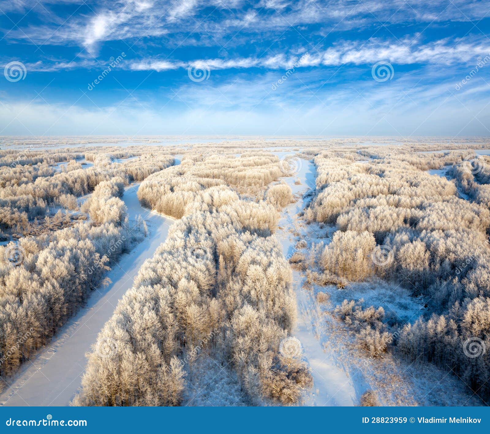 Bright Clouds Over Winter Landscape Stock Image - Image of frozen ...