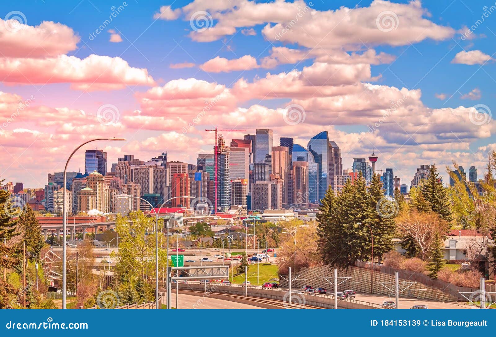 Bright Clouds Over the Downtown Calgary Skyline Stock Image - Image of ...