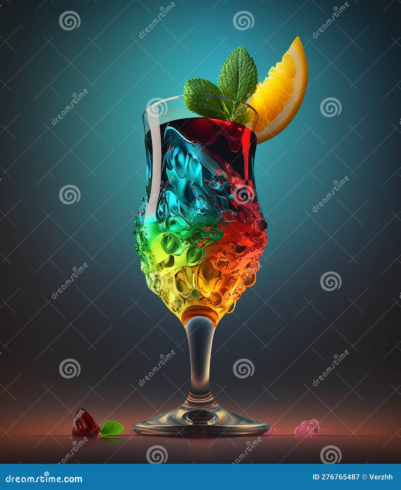 Bright Cocktail in Fancy High Glass Stock Image - Image of crystal ...