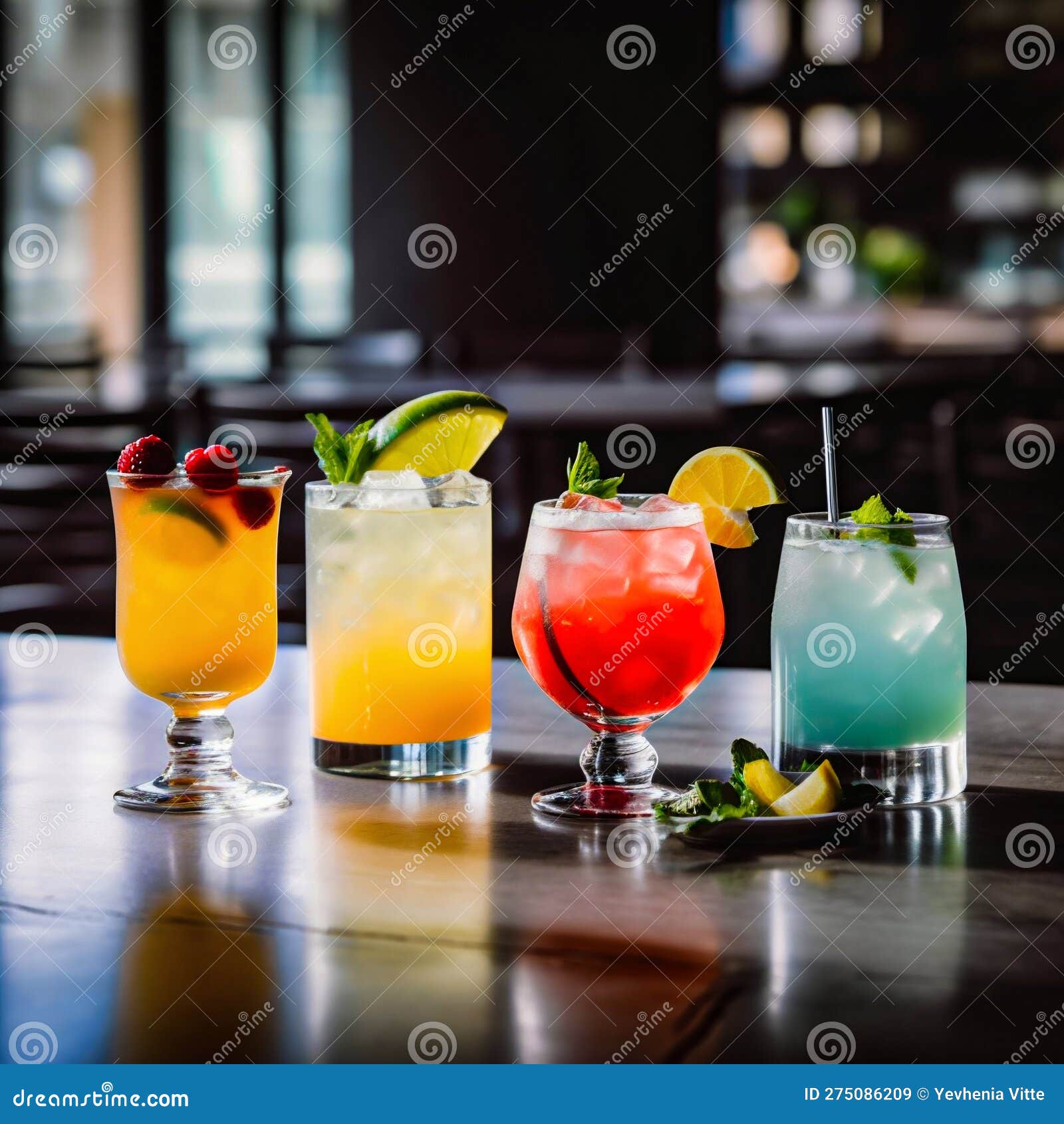 Bright Cocktails on the Table. Generative AI Stock Illustration ...