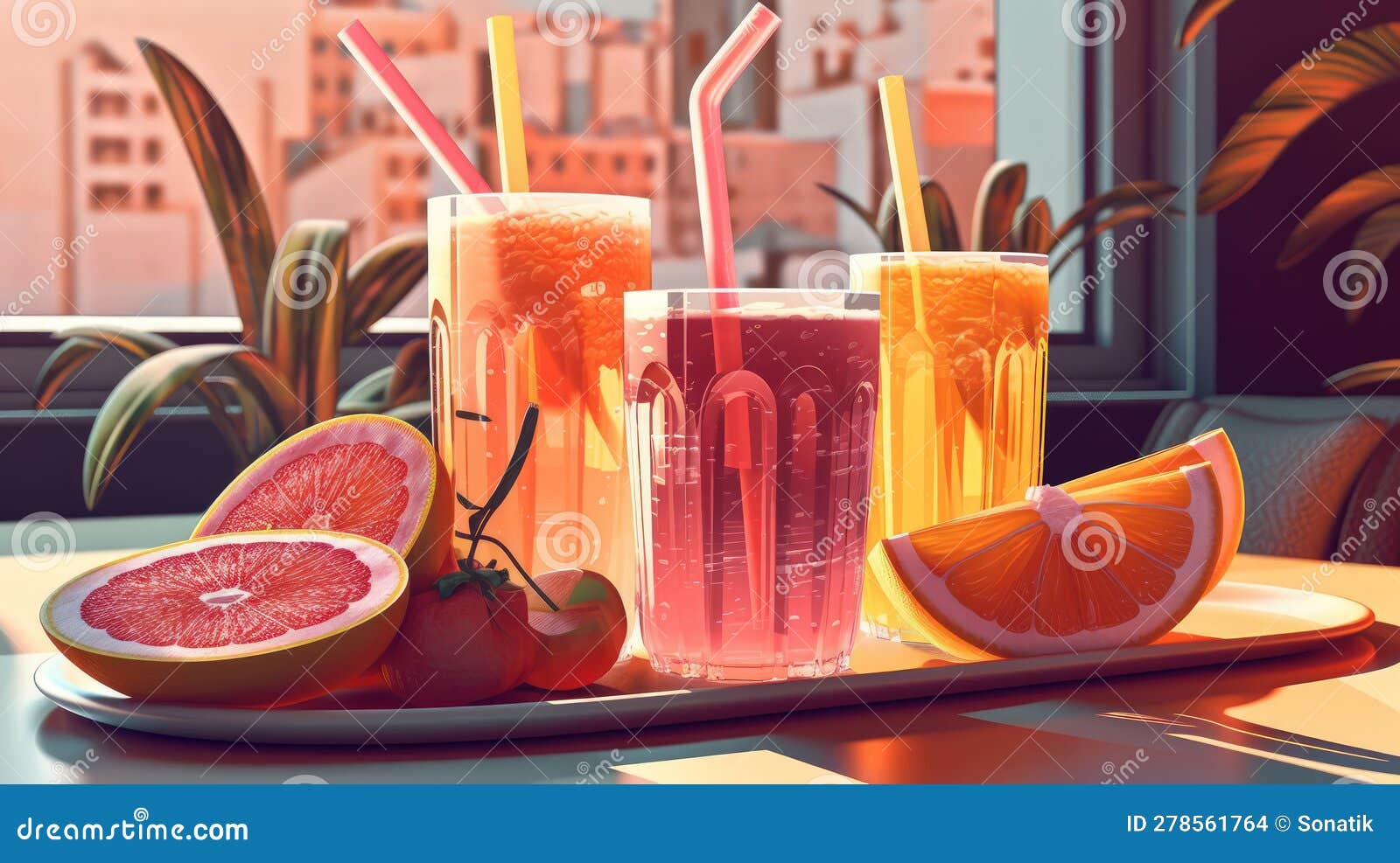 Cold Drinks on a Table by Generative AI Stock Illustration ...
