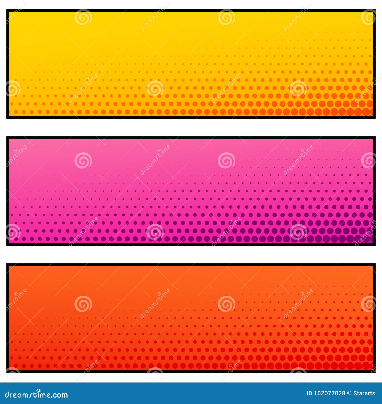 Bright Color Empty Banners with Halftone Effect Stock Vector ...